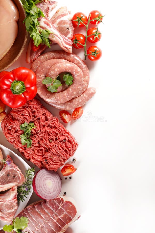Assorted of raw meats stock image. Image of sausage - 165633747