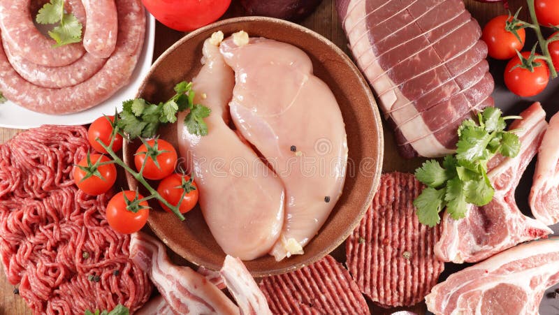 Assorted of raw meats stock image. Image of beef, assorted - 181165907