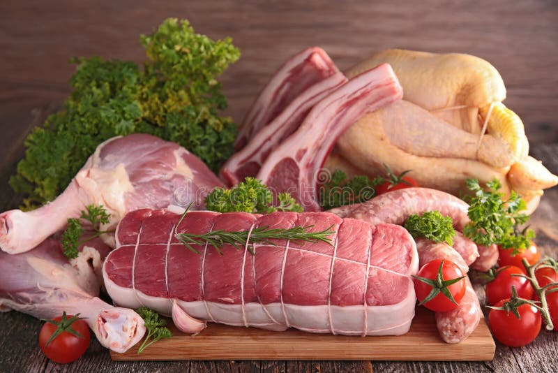 Assorted raw meats stock photo. Image of beef, meats - 53994608