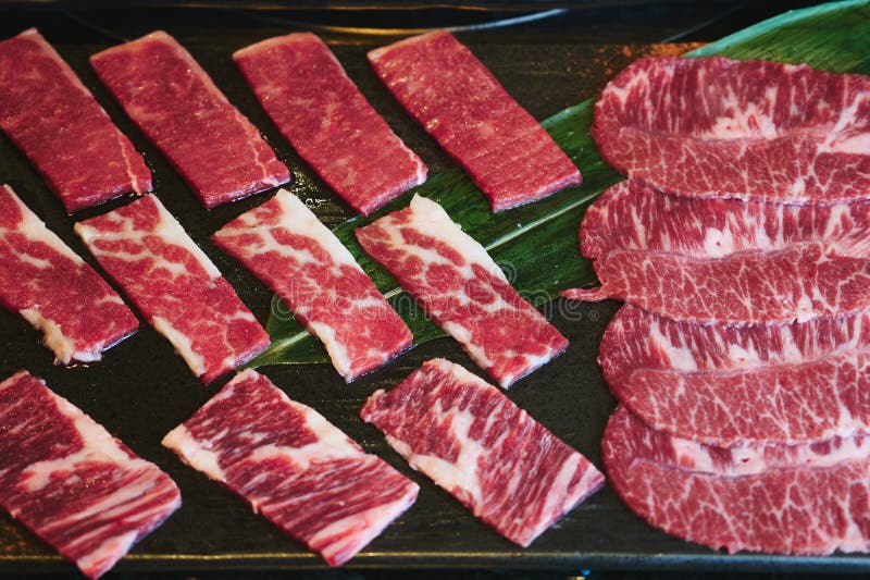 Assorted raw wagyu beef stock photo. Image of bangkok - 205871904