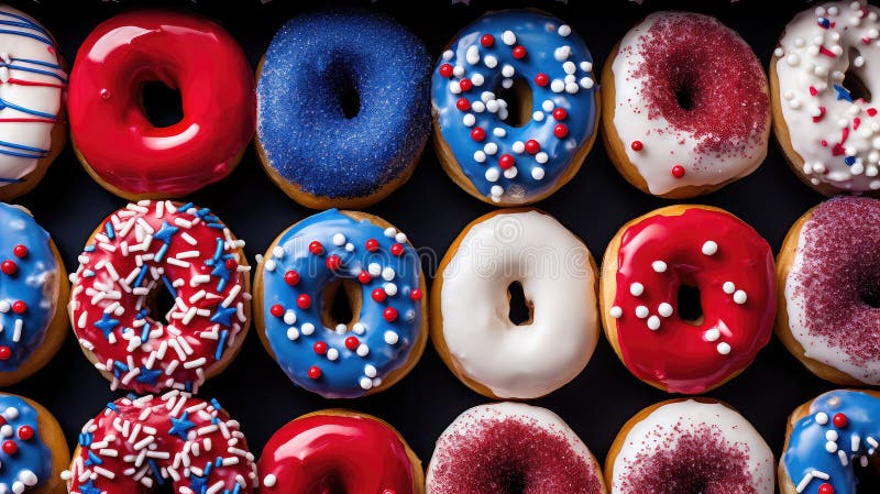 Assorted Red White and Blue Donuts Stock Illustration - Illustration of ...