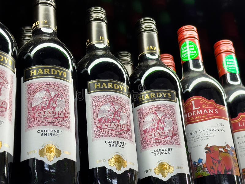 Assorted Red Wine Bottles Display on Store Shelf Editorial Image ...