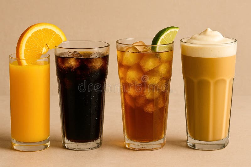 Assorted Refreshing Drinks in Studio Lighting Stock Image - Image of ...