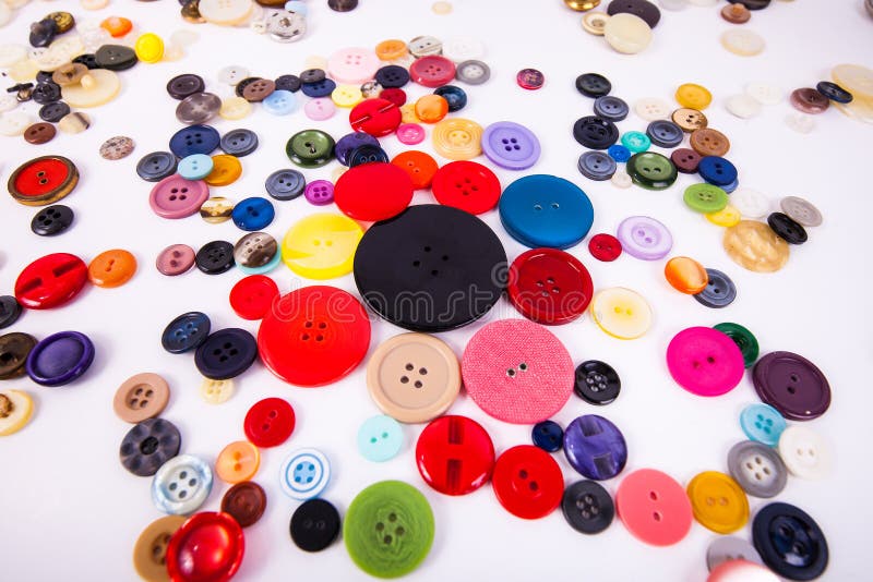 Assorted Replacement Buttons Texture on White Background Stock Image ...