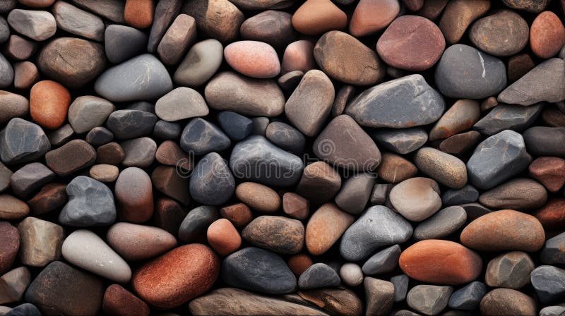 Assorted River Pebbles with Mixed Colors and Textures Stock Photo ...