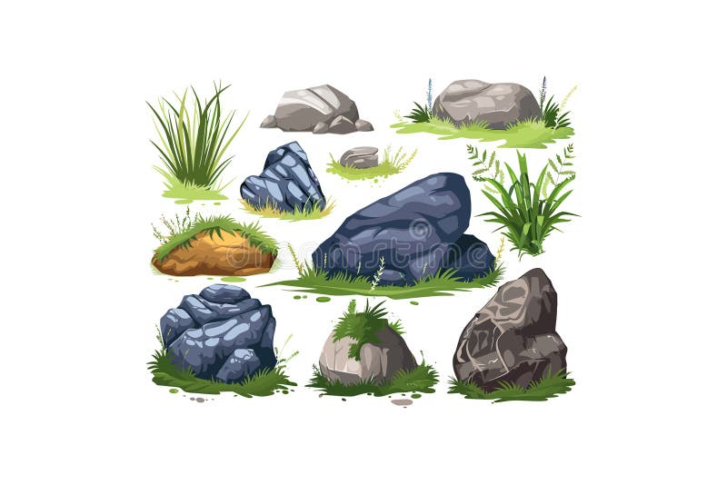 Assorted Rocks Scattered on the Ground Stock Illustration ...