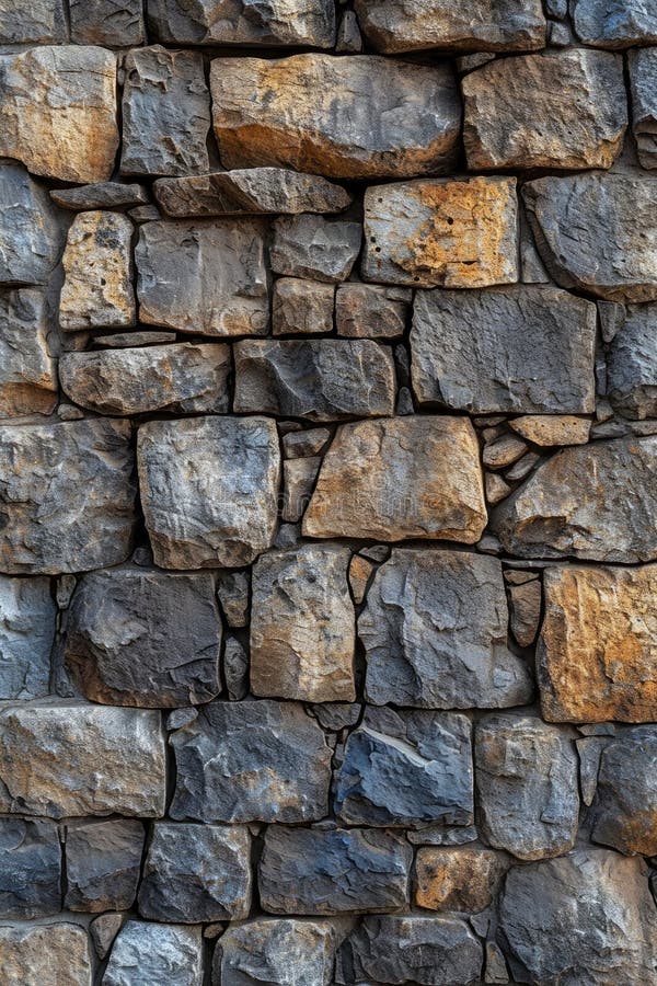 Assorted Rocks Used To Construct Stone Wall Stock Illustration ...