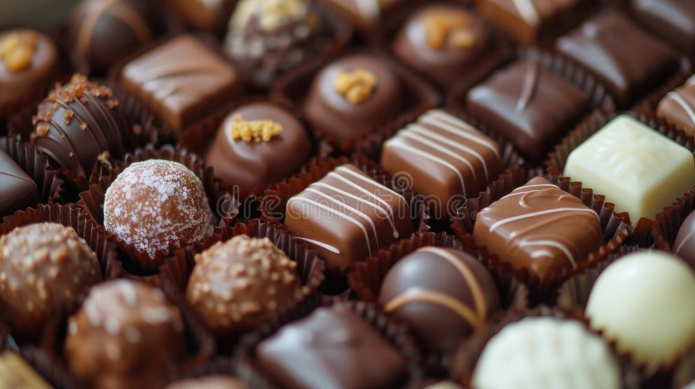 Assorted Rows of Delectable Chocolate Sweets Nestled in a Charming Box ...