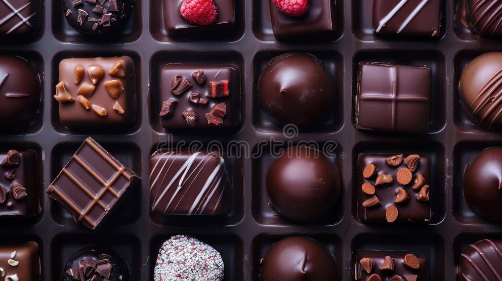 Assorted Rows of Different Chocolate Sweets Neatly Arranged in a Box ...
