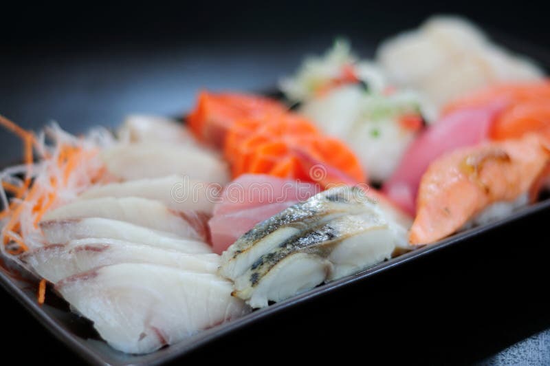 Assorted Sashimi on a Plate Stock Image - Image of meal, japanese ...