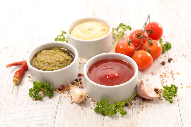 Assorted sauce and dips stock photo. Image of food, homemade - 94355600