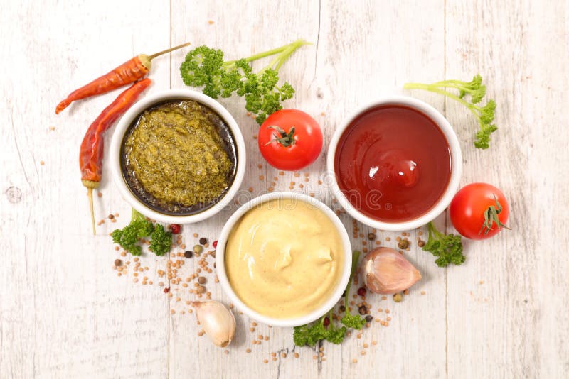 Assorted sauce and dips stock photo. Image of close, dips - 94355640