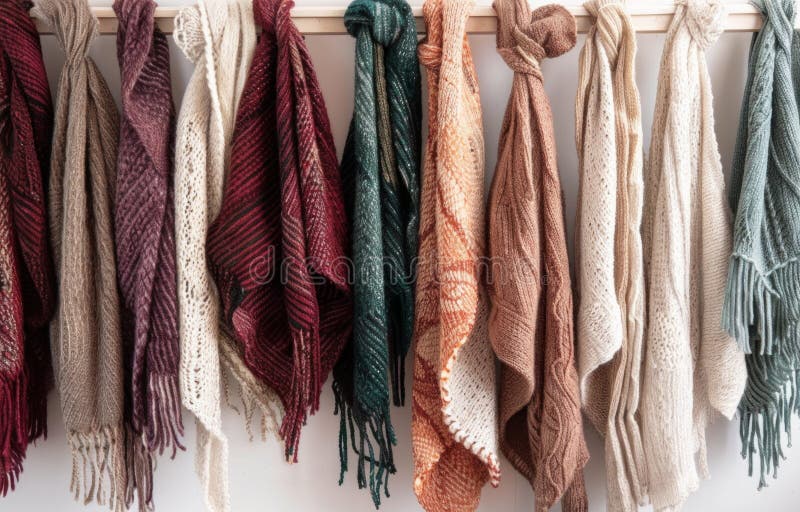 Assorted Scarves for Seasonal Comfort Stock Photo - Image of warmth ...