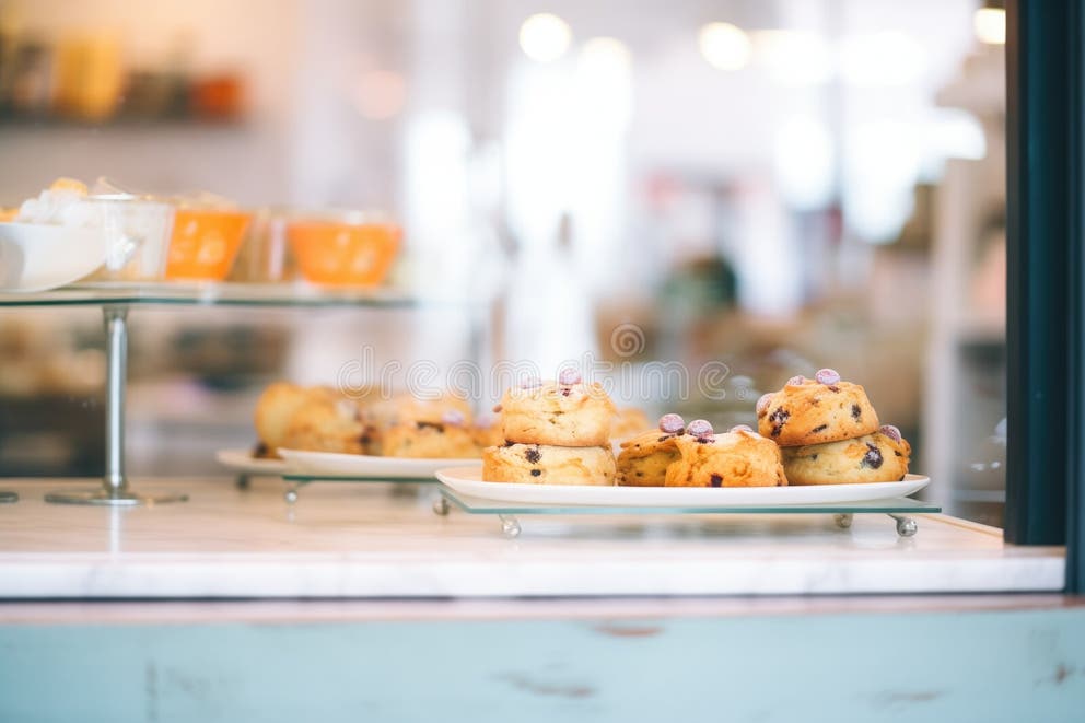 Assorted Scones in a Bakery Display Case Stock Illustration ...