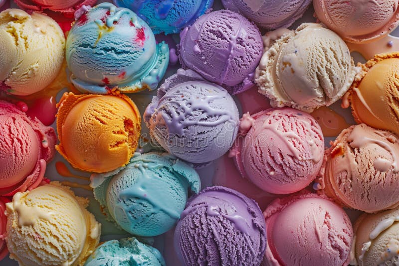 Assorted Scoops of Colorful Ice Cream Colorful Collection of Ice Cream ...