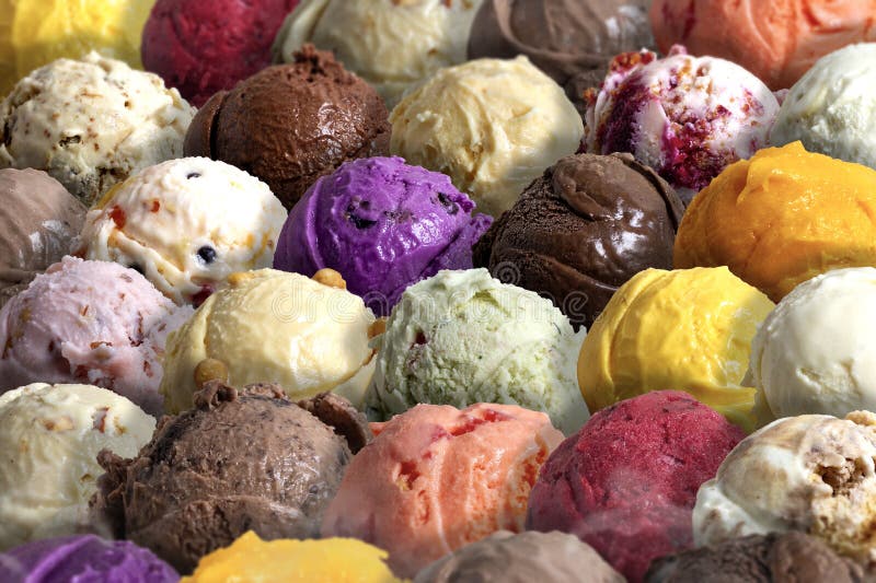 Assorted of Scoops Ice Cream. Colorful Set of Ice Cream of Different ...