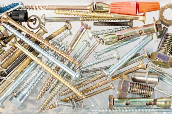 Assorted Screws and Fasteners Stock Image - Image of dust, group: 37085113