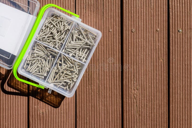 Assorted Screws in Plastic Box Stock Photo - Image of floor, industrial ...