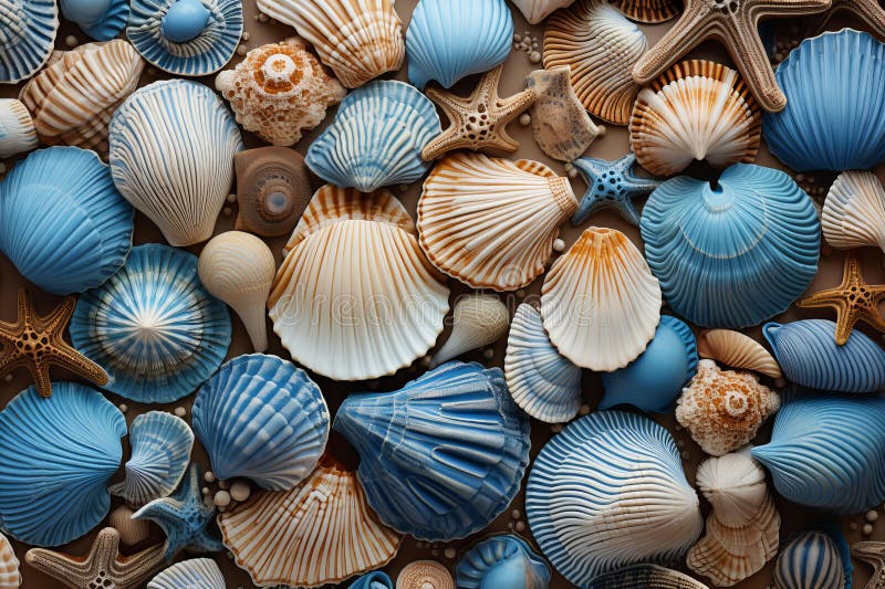 Assorted Sea Shells and Starfish Collection Stock Image - Image of life ...