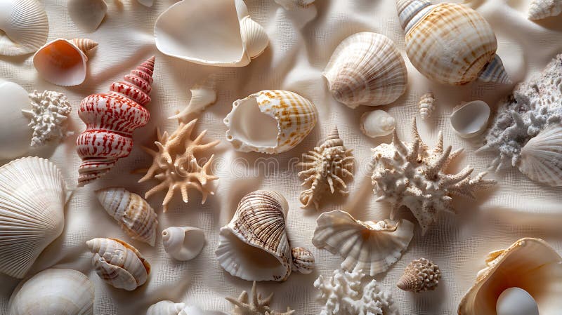 Assorted Seashells Scattered on Soft Sandy Surface Stock Image - Image ...