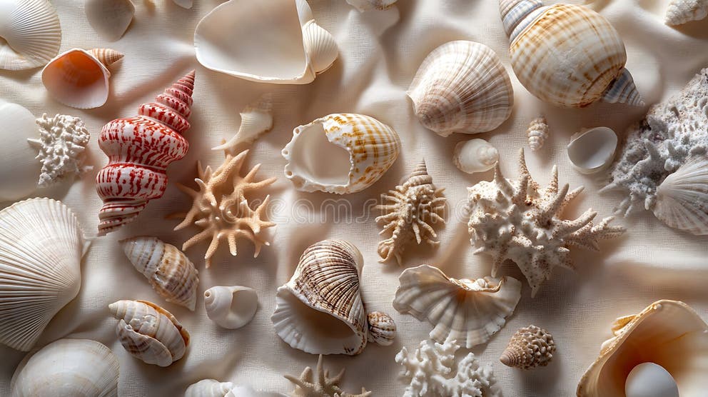 Assorted Seashells Scattered on Soft Sandy Surface Stock Image - Image ...