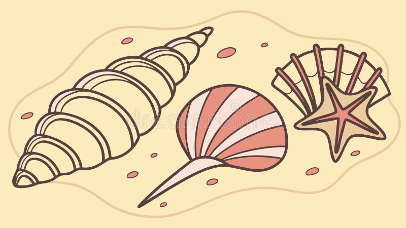 Assorted Seashells and Starfish Vector, Coastal and Beach Life Art ...