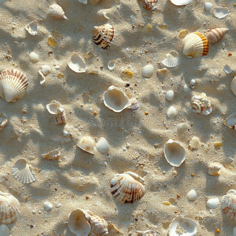 Assorted Seashells on Sunlit Sandy Beach Stock Image - Image of nature ...