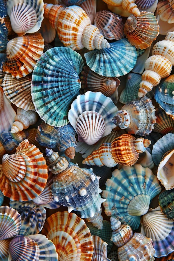 Assorted Seashells in Various Colors Stock Illustration - Illustration ...