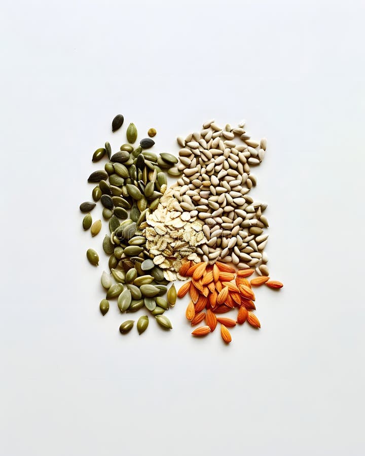 Assorted Seeds Arranged in Minimalistic Studio Composition on White ...