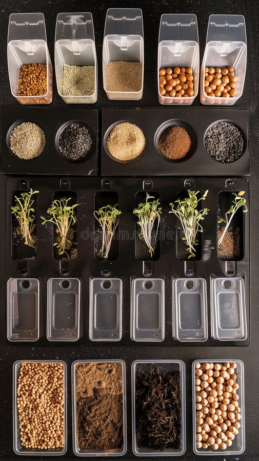 Assorted Seeds and Sprouts in Containers Stock Image - Image of ...
