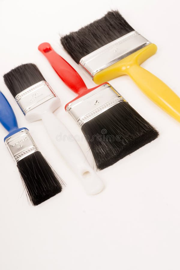 Assorted Selection Plastic Handled Paint Brushes Construction Tool ...