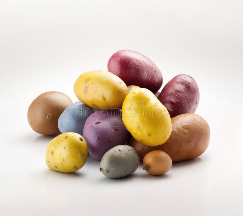 Assorted Several Varieties of Potatoes Isolated on White Background ...