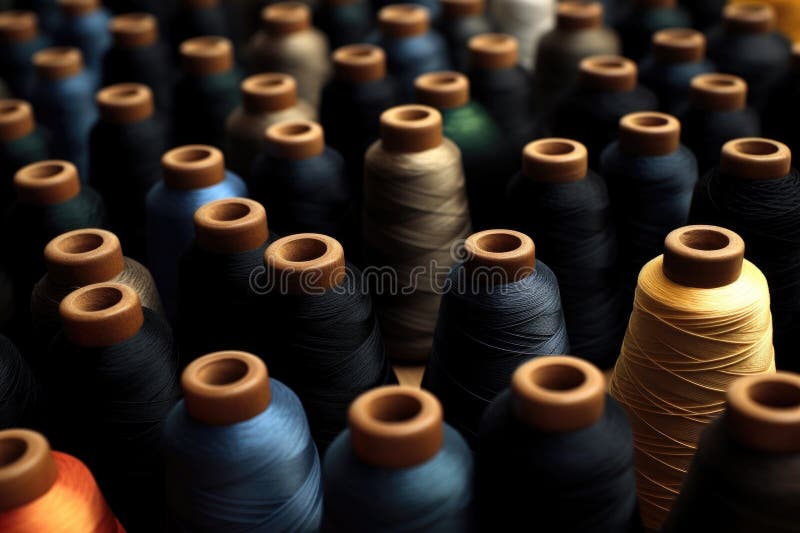 Assorted Sewing Threads in a Colorful Display Stock Illustration ...