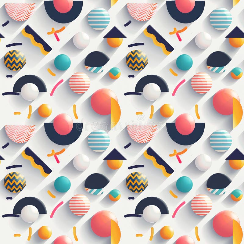 Assorted Shapes and Colors Seamless Pattern Stock Illustration ...
