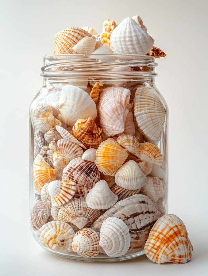Assorted Shells in Glass Jar Stock Image - Image of coast, beach: 377416925
