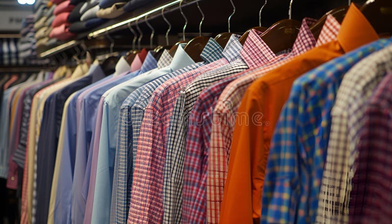 Assorted Shirts Hanging on Store Rack Stock Illustration - Illustration ...