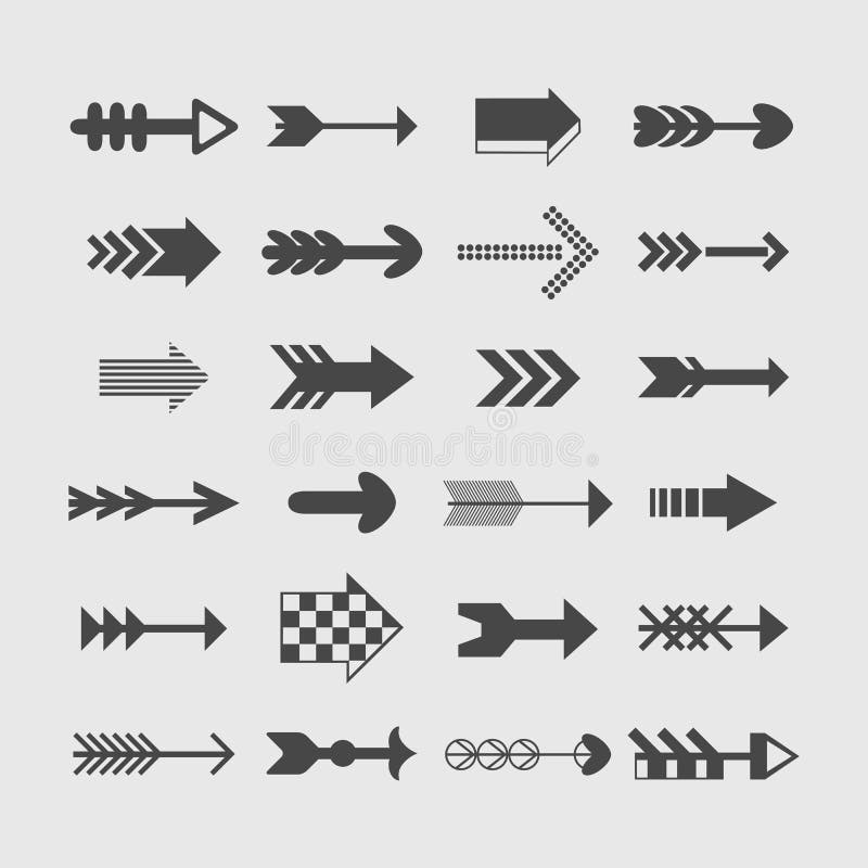 Assorted Silhouette Direction Arrows Icons Set Stock Vector ...