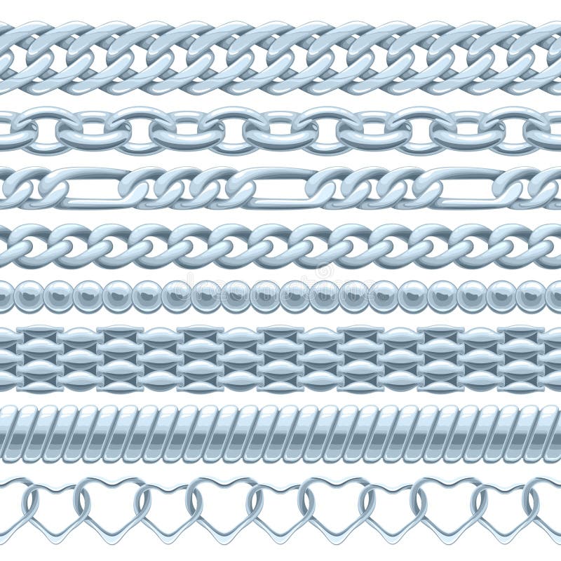 Silver Chains with Colorful Fabric Ribbon Vector Frames Set Stock ...