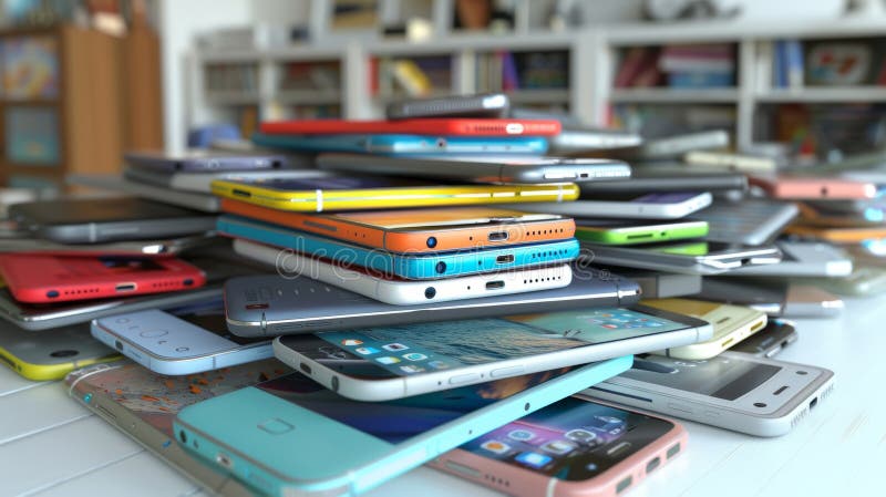 Assorted Smartphone Pile Technology and Marketing Concept with Various ...