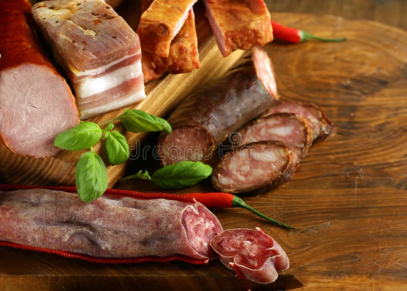 Assorted Smoked Meat Delicacies Stock Image - Image of salami, buffet ...