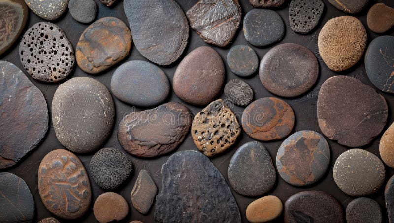 Assorted Smooth River Stones in Various Colors and Textures Stock ...