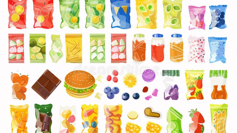 Assorted Snack Packages Collection for Fast Junk Food and Drinks Stock ...