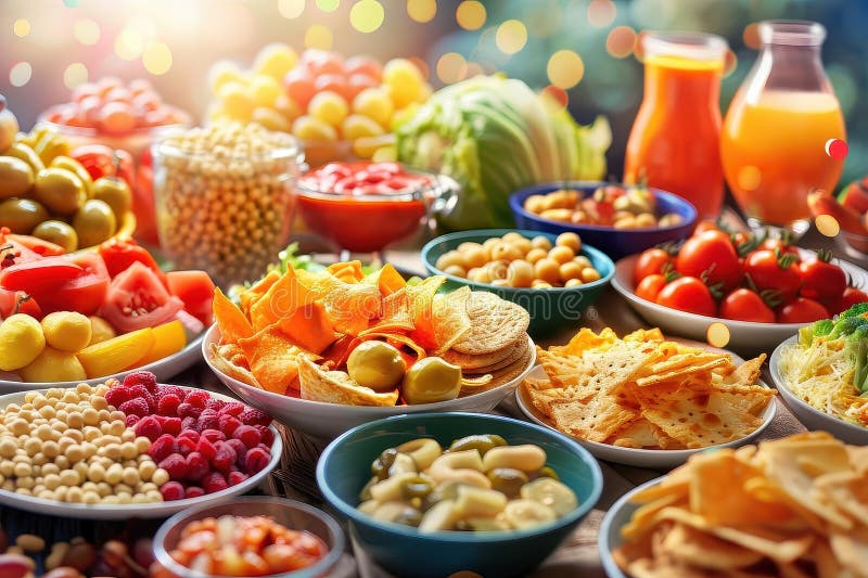 Assorted Snacks and Appetizers for a Party Stock Illustration ...