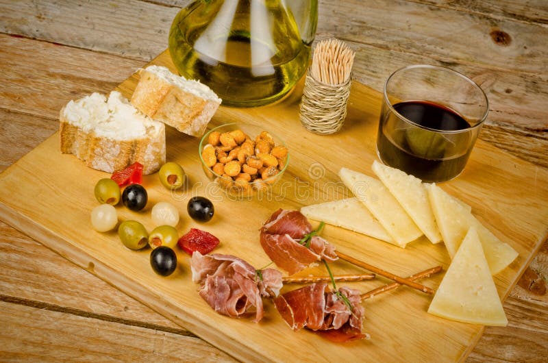 Assorted Spanish snacks stock image. Image of maize, manchego - 44748245