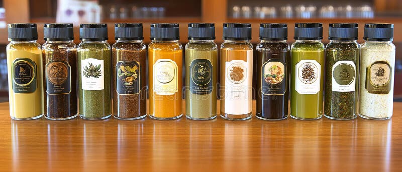 Variety of Spice Blends in Small Jars for Culinary Delights Stock Image ...