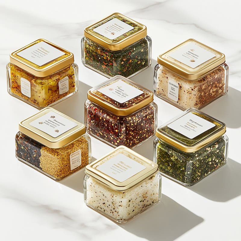 Variety of Spice Blends in Small Jars for Culinary Delights Stock Image ...