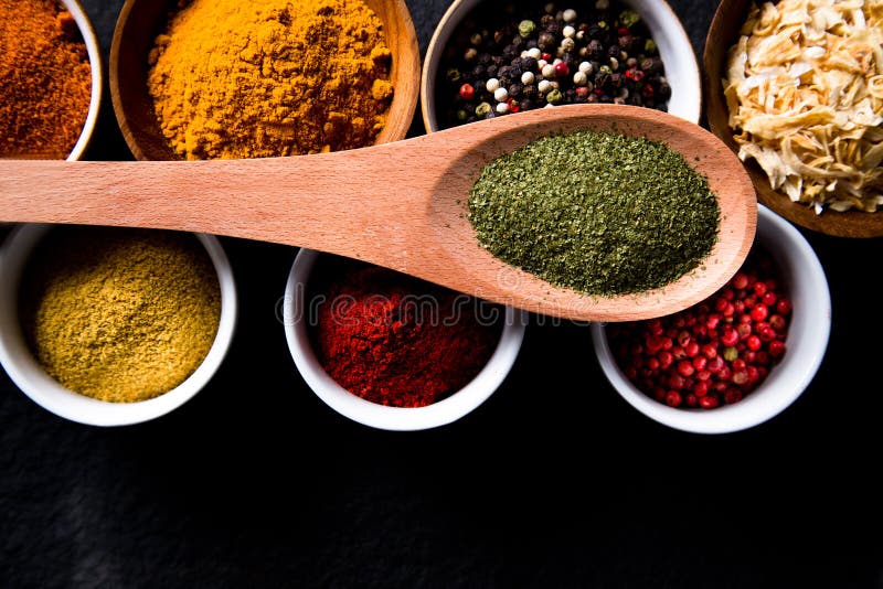 Assorted spices stock image. Image of wooden, east, pepper - 39463177