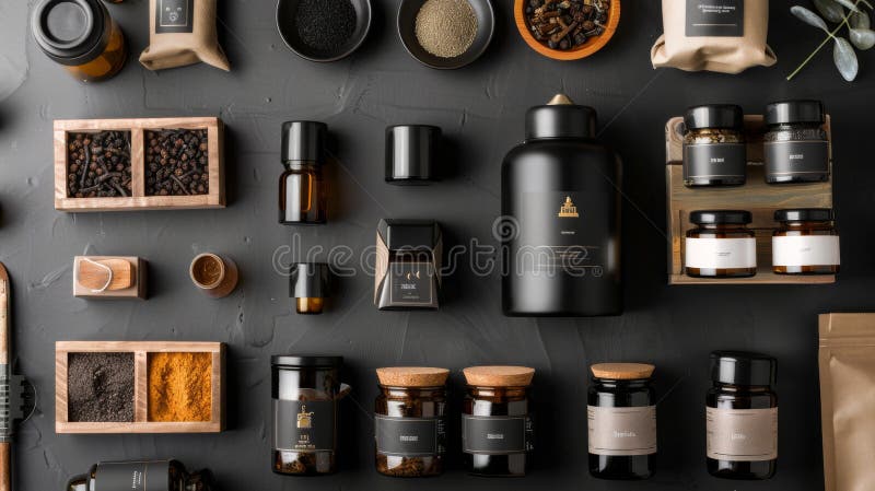 Assorted Spices and Condiments in Jars and Bowls Stock Image - Image of ...
