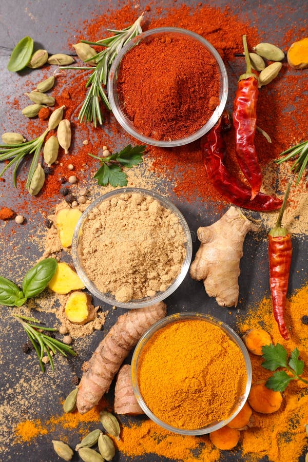 Assorted spices stock image. Image of powder, indian - 72634695