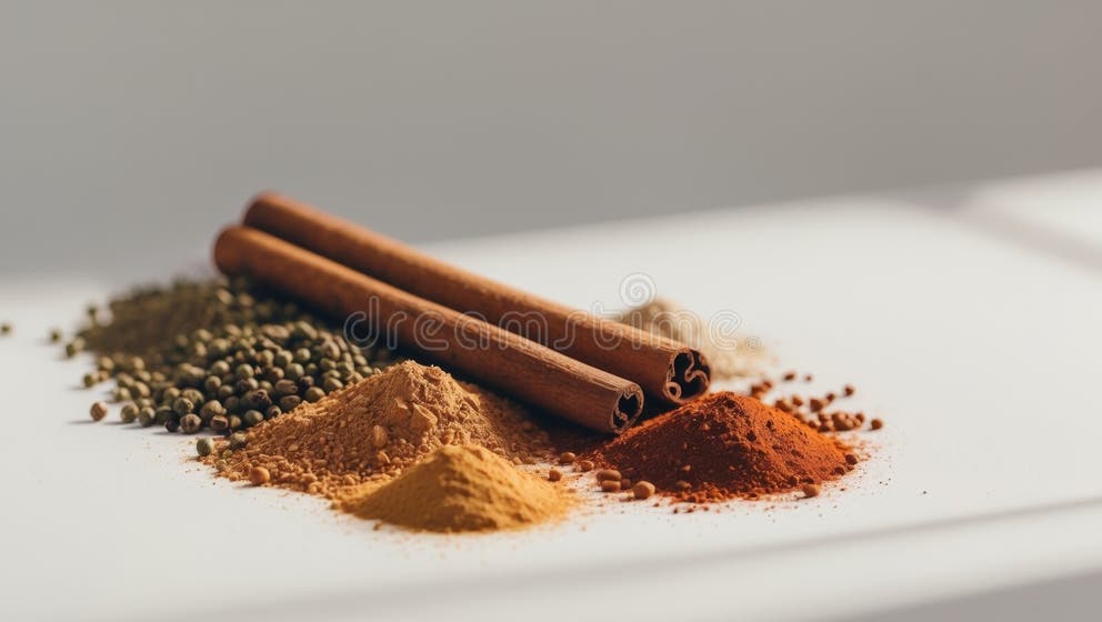 Assorted Spices Including Cinnamon Sticks Collection Stock Photo ...